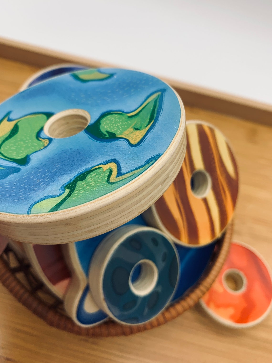 Wooden Planets Ring Stacking Toy Balance Solar System Space - Etsy