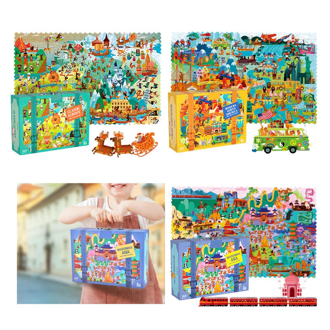 Children Travel World Map Jigsaw Puzzles 180 Pieces - Christmas Gift ...