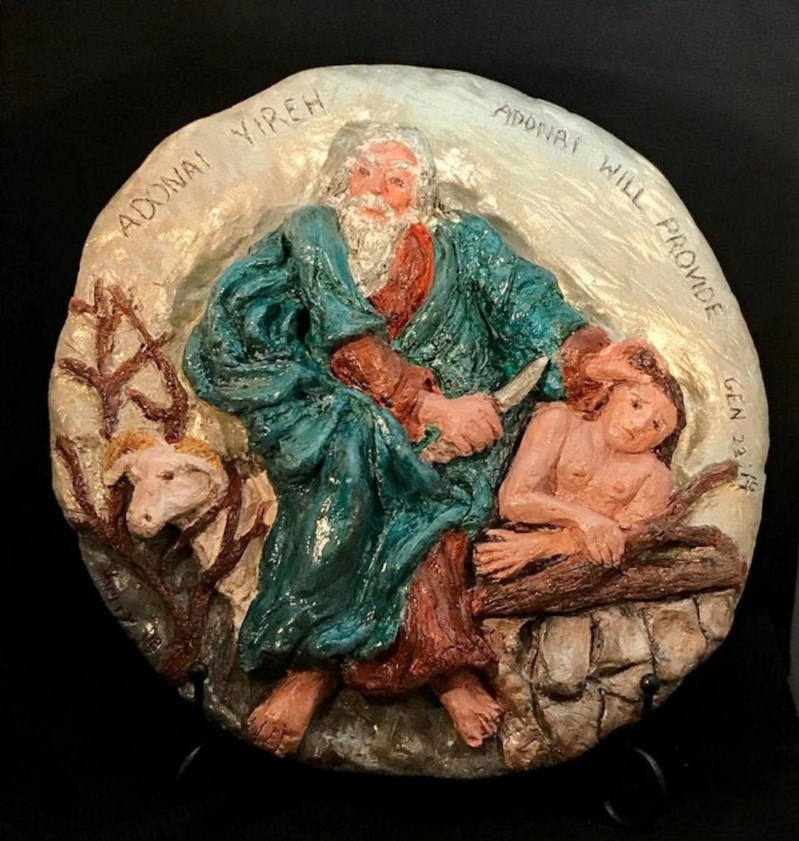 Biblical Sculpture Abraham, Isaac & the Ram, Akedah ,hand Painted - Etsy