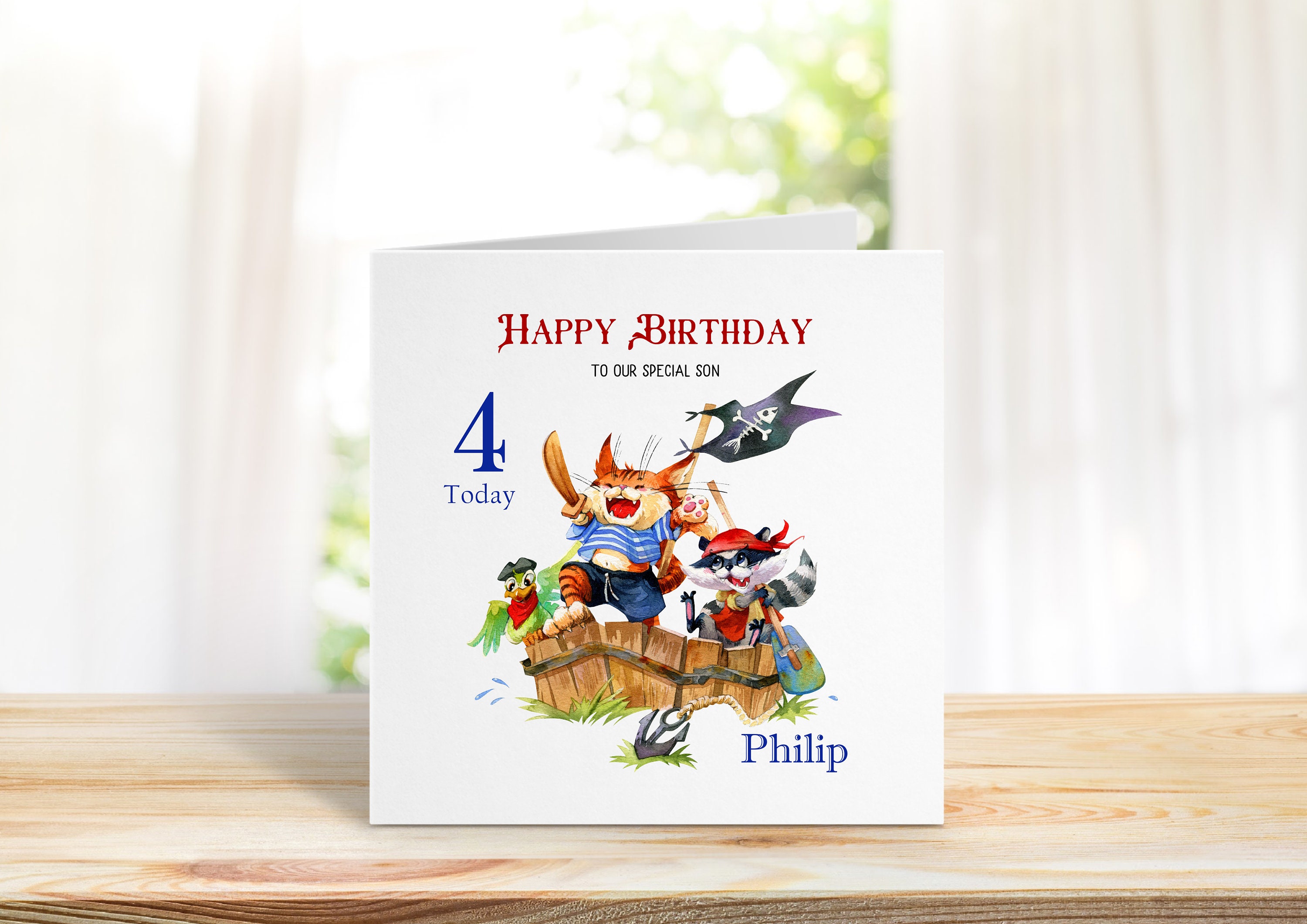 Personalised Pirate Birthday Card, Pirate Ship Birthday Card,happy ...