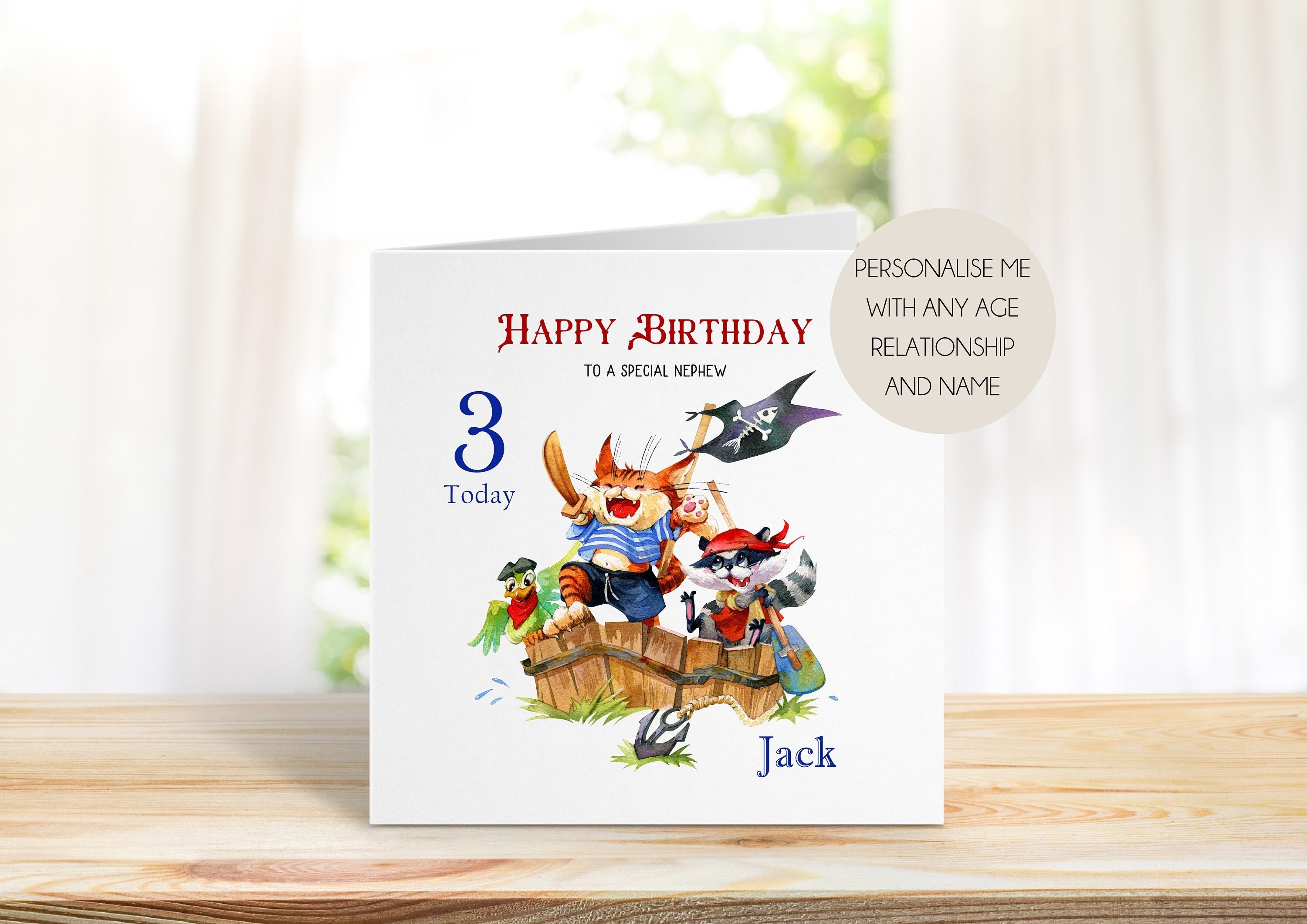 Personalised Pirate Birthday Card, Pirate Ship Birthday Card,happy ...