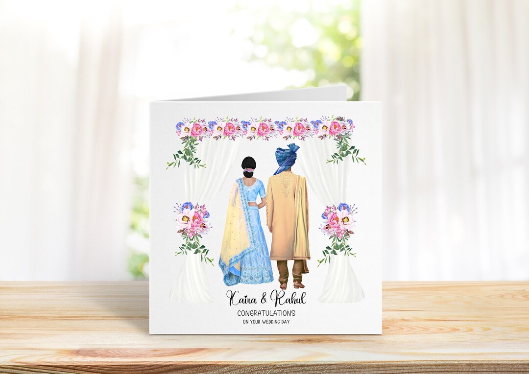 Personalised Indian Wedding Card, Congratulations Wedding Card,mr and ...