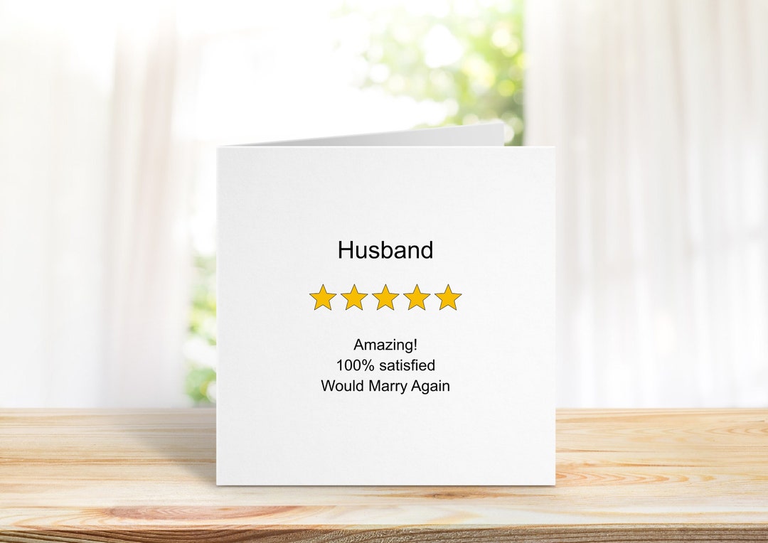 Funny Review Husband Card, 5 Star Rating Card for Husband, Wedding ...