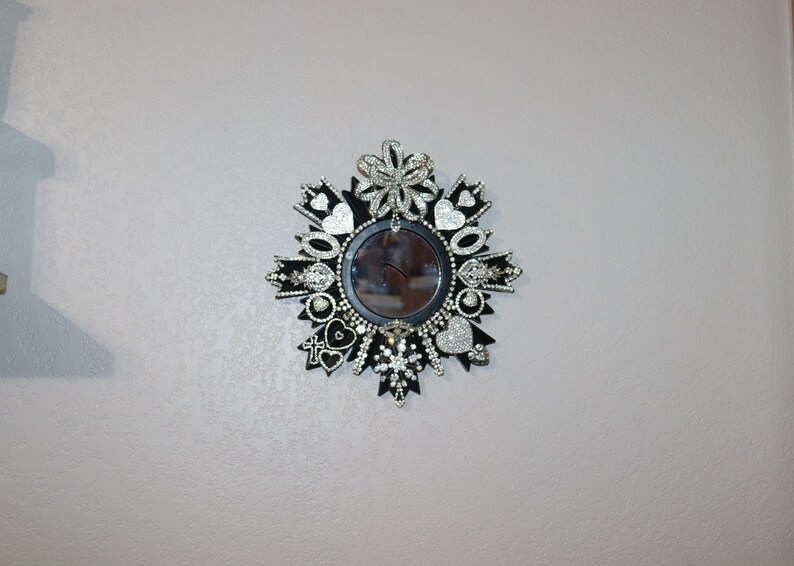 Bejeweled Jeweled Mirror Black With Sparkle Rhinestones Beautiful - Etsy