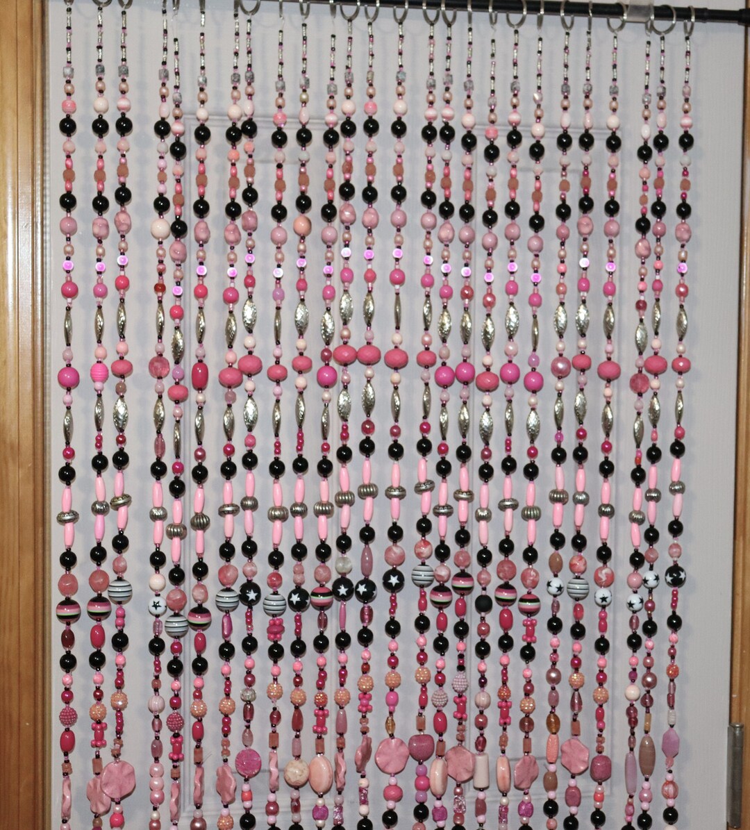 Pink and Black Beaded Curtain 26 Strands - Etsy