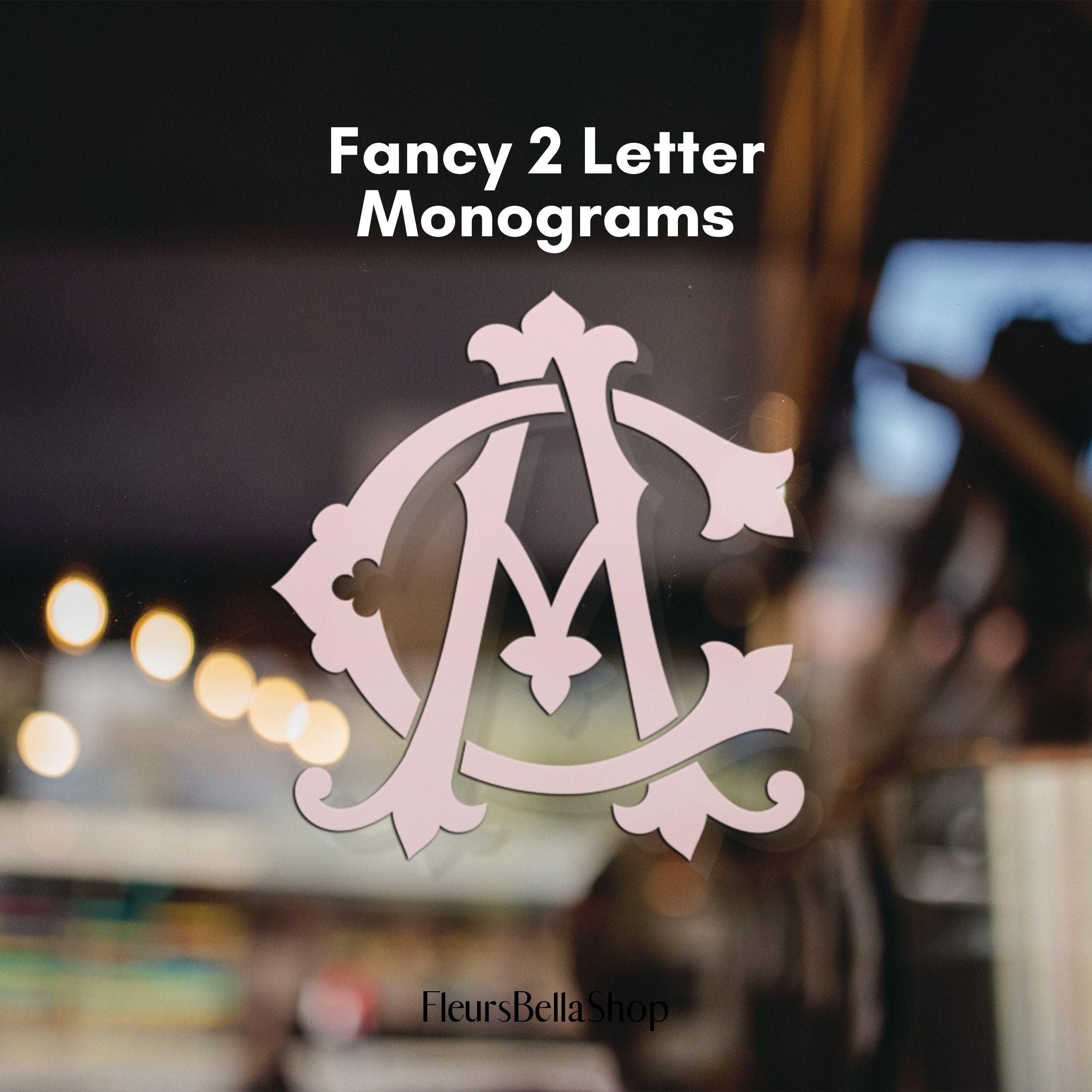 2 Letter Monogram Vinyl Decal, Initials Decal, Fancy Car Decal, Gift ...
