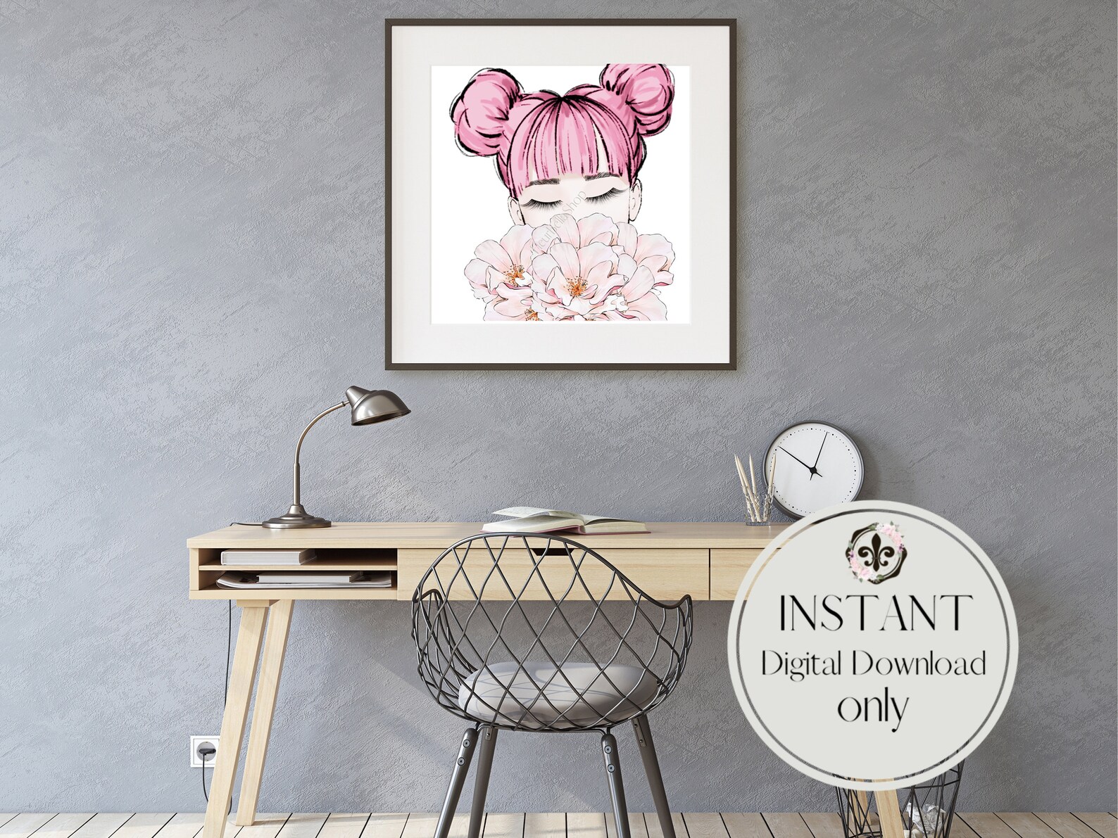 Cherry Blossom Art, Cherry Blossom Print for Instant Download, Glam ...