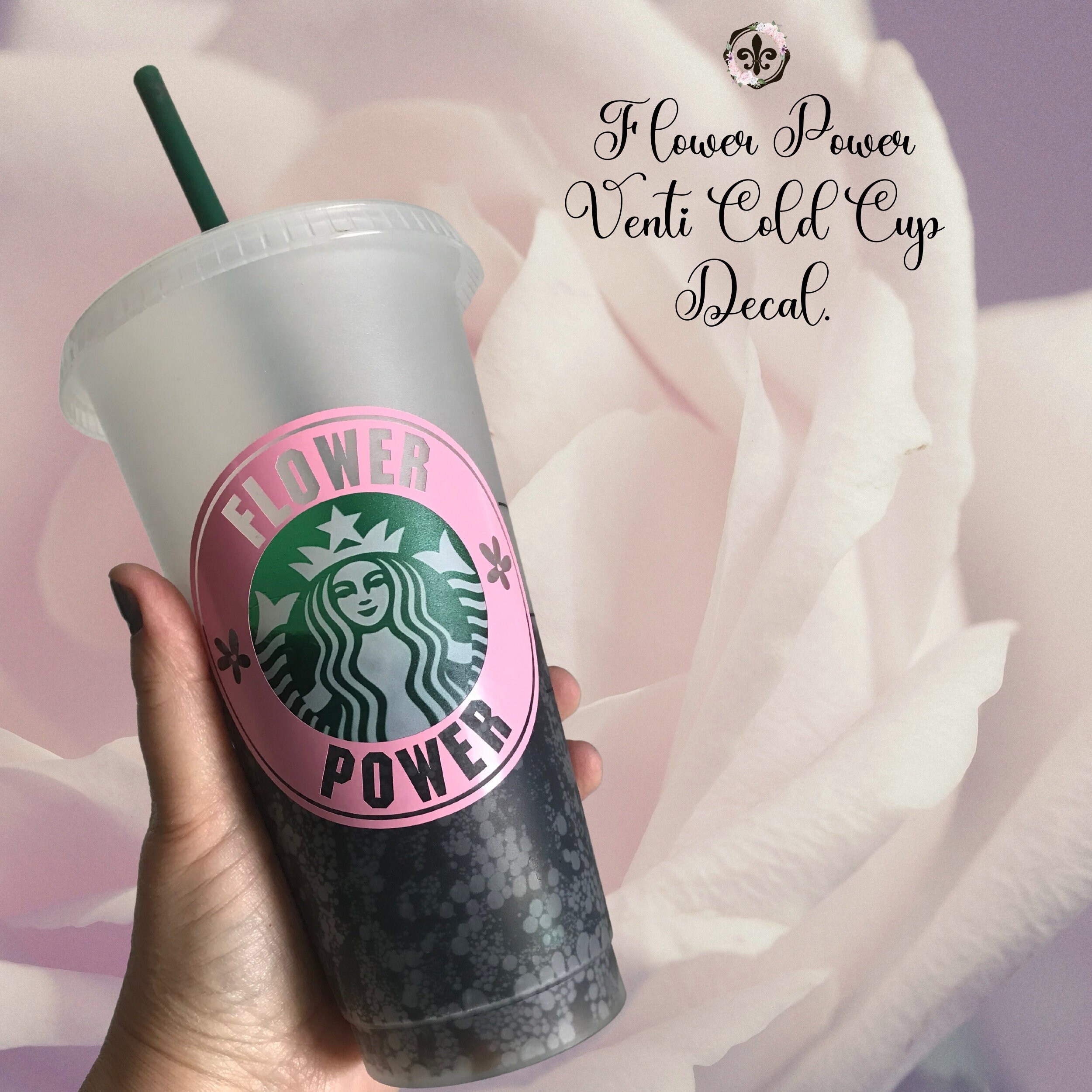 Flower Power Decal for Venti Cold Cup Acrylic Tumblers Groovy 60s Style ...