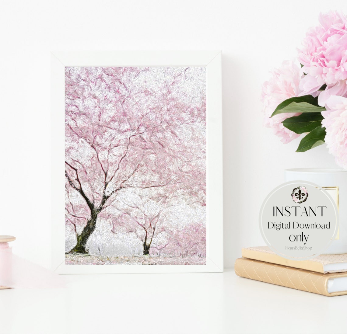 Cherry Blossom Art, Cherry Blossom Print for Instant Download, Girly ...