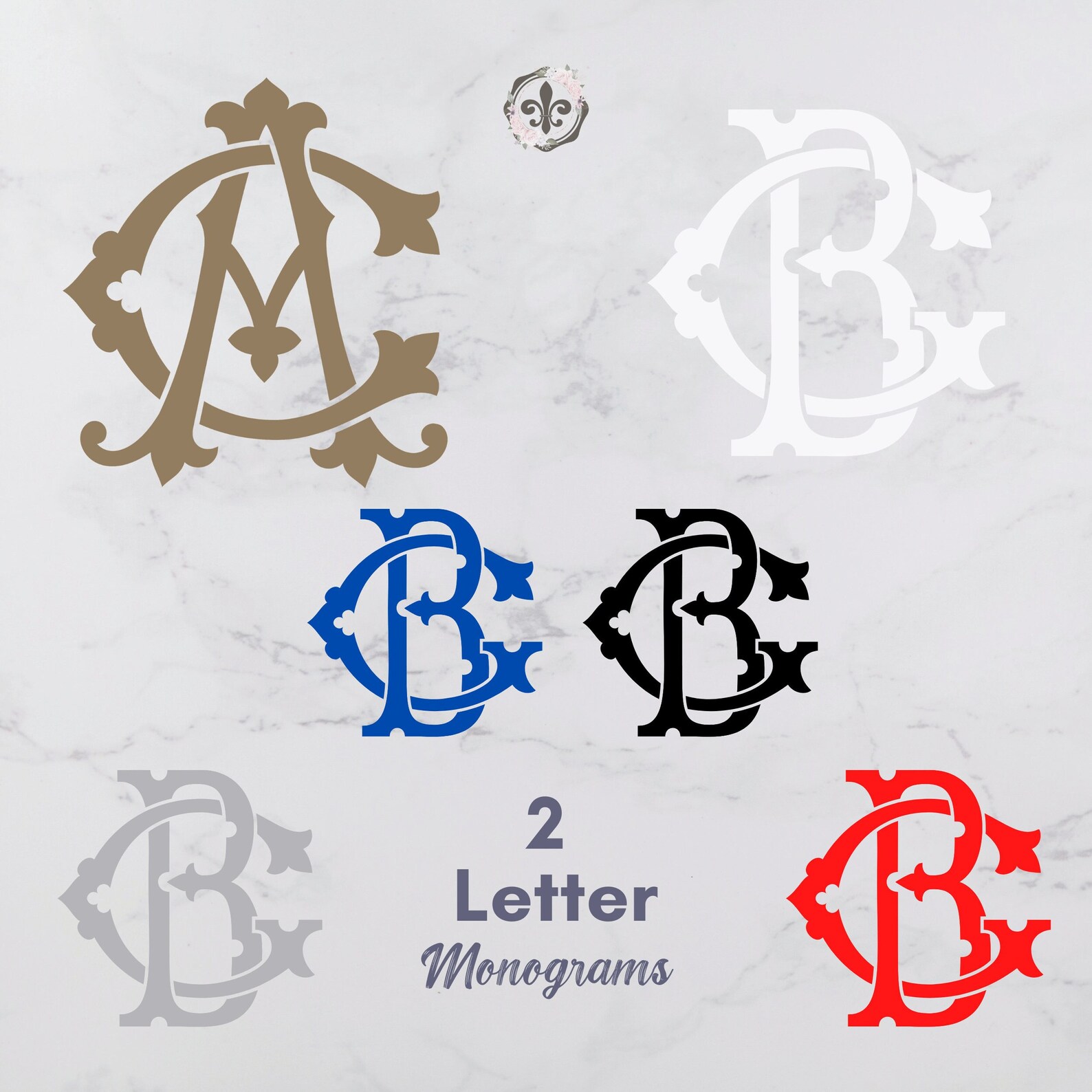 2 Letter Monogram Vinyl Decal, Initials Decal, Fancy Car Decal, Gift ...