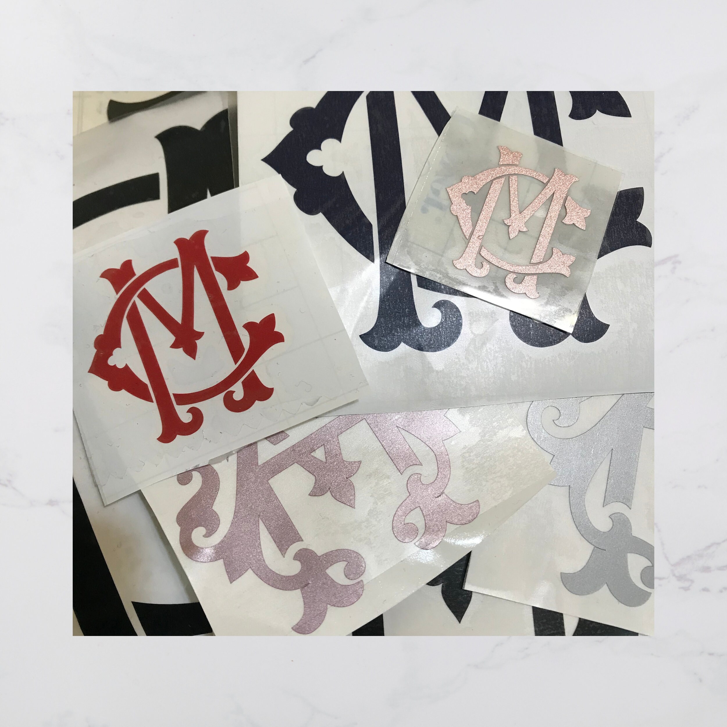 2 Letter Monogram Vinyl Decal, Initials Decal, Fancy Car Decal, Gift ...