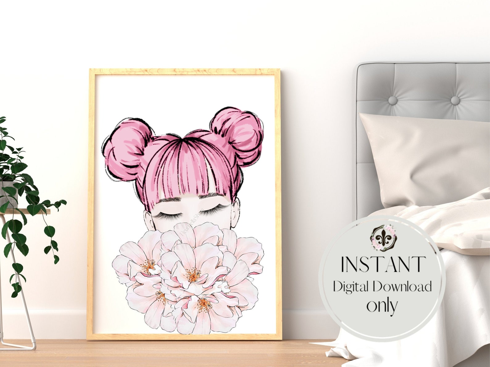 Cherry Blossom Art, Cherry Blossom Print for Instant Download, Glam ...