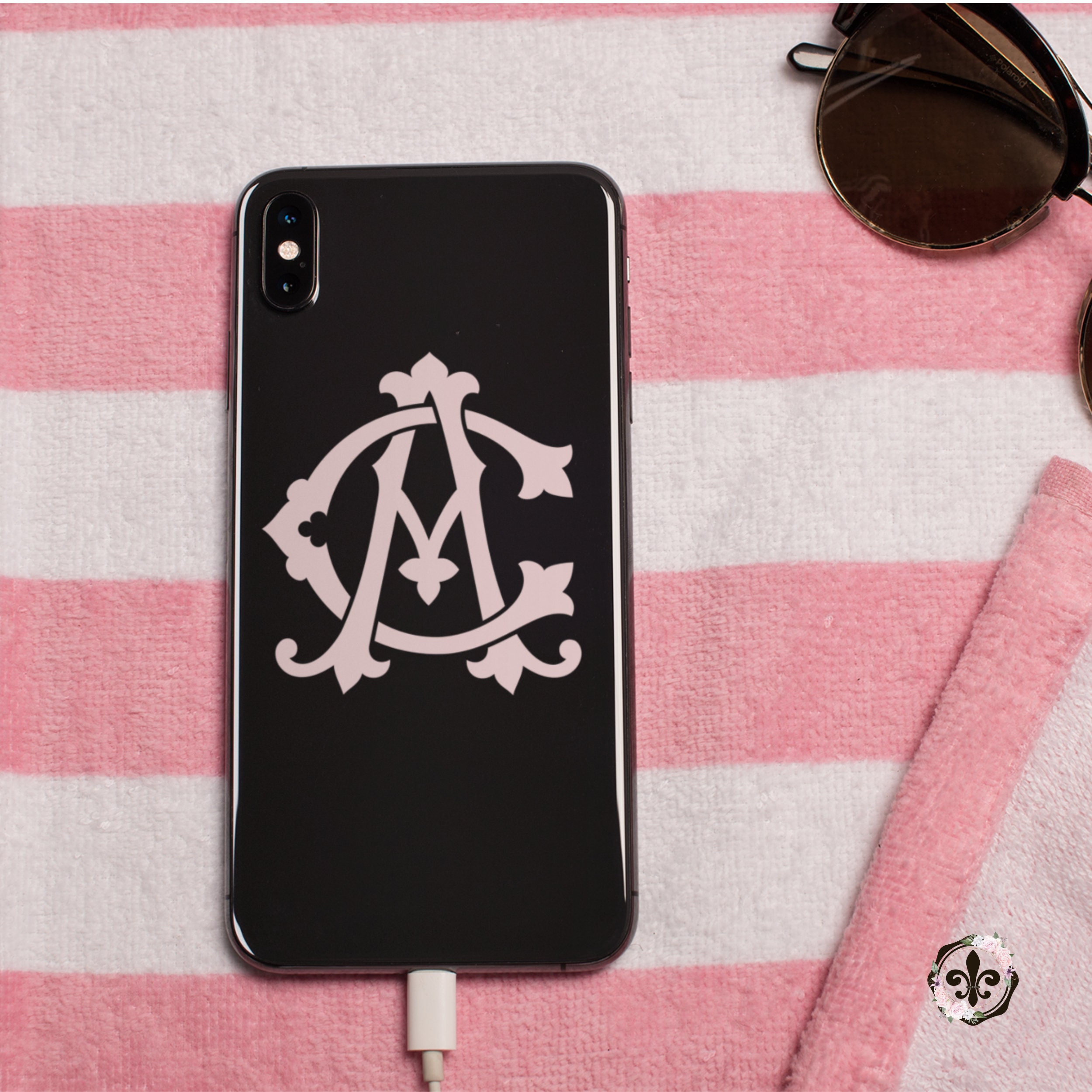 2 Letter Monogram Vinyl Decal, Initials Decal, Fancy Car Decal, Gift ...