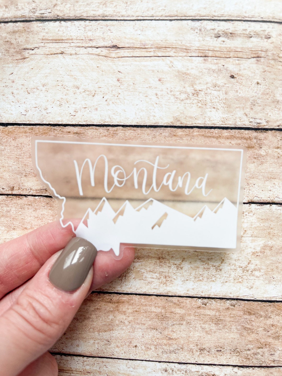 Montana Clear Vinyl Waterproof Sticker, Montana State Shape Scene ...