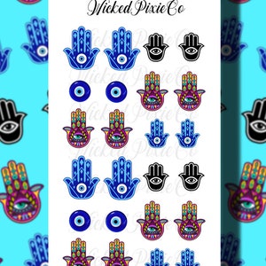 New Hamsa Evil Eye Protection Nail Decals Hand of Fatima - Etsy