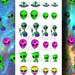 Alien Nail Decals for Acrylic and Press on Nails Alien UFO Waterslide ...