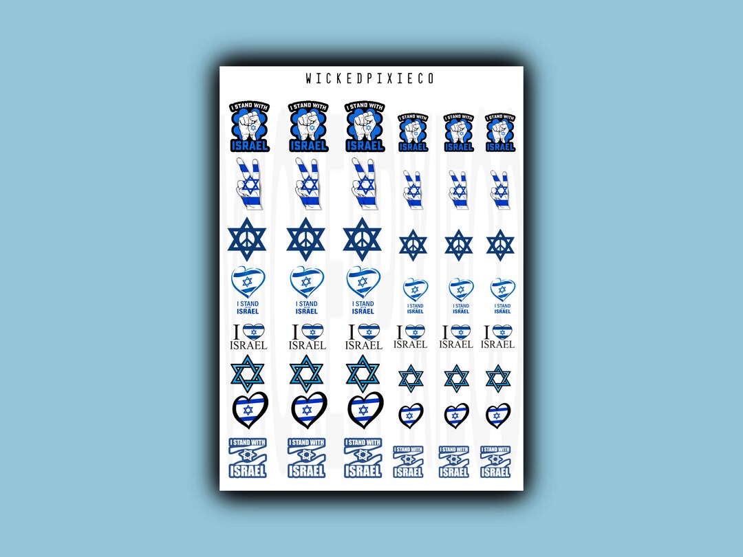 Stand With Israel Nail Art Decals for Natural Acrylic or Press on Nails ...