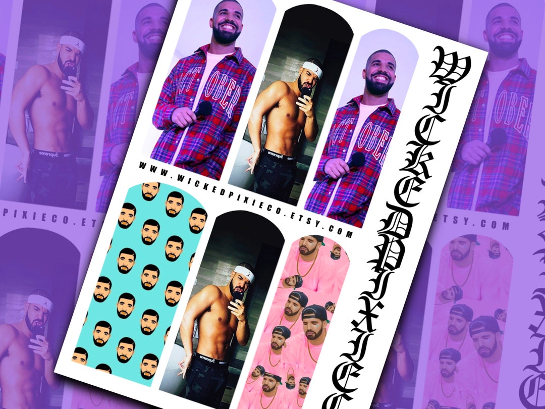 Drake Nail Concert Art Decals for Natural Acrylic Press on or Gelx ...