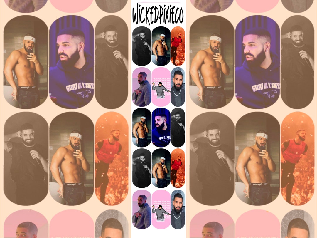 Drake Nail Art Supplies Decals for Acrylic Press on or Gelx Nails Full ...