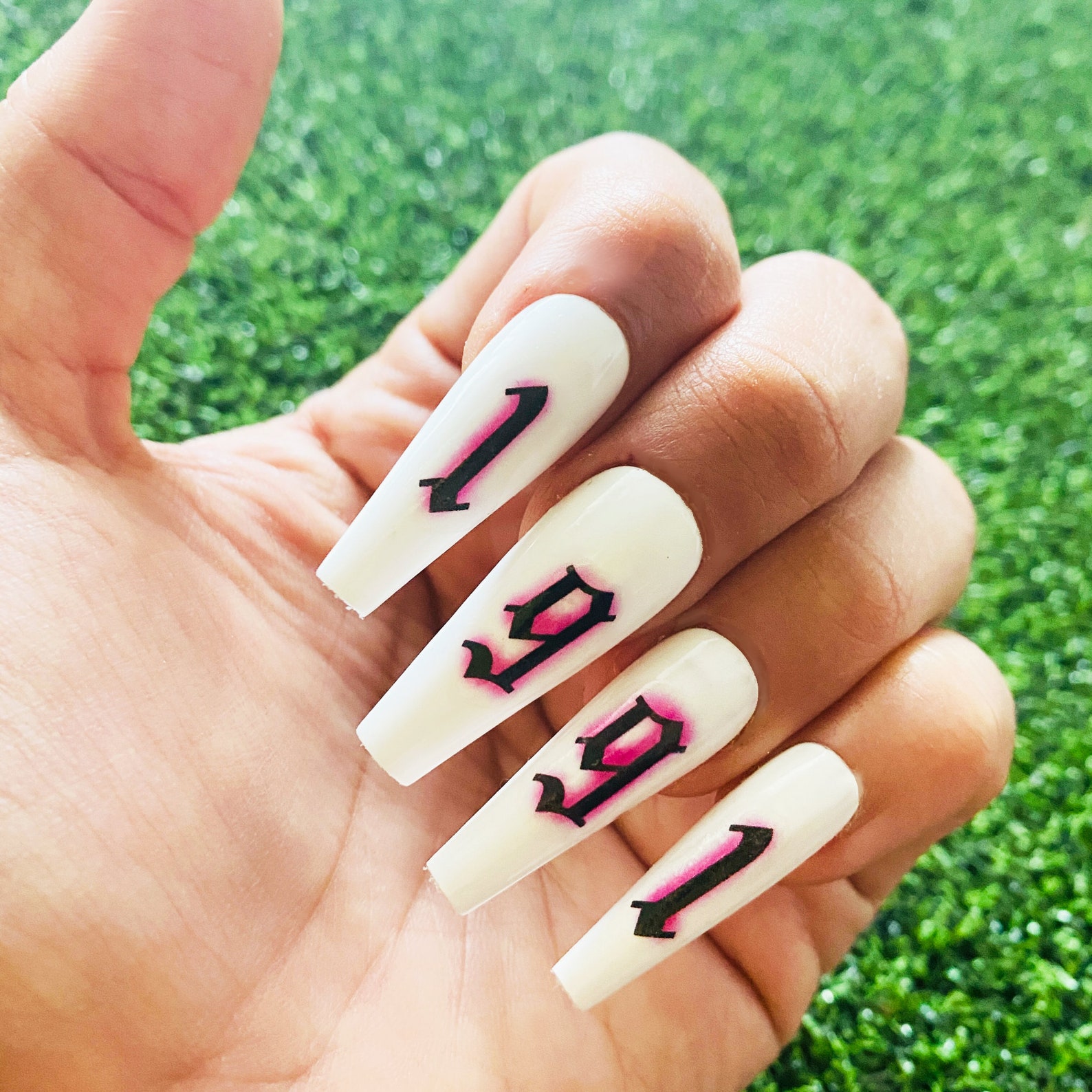 Airbrush Numbers Nail Decals Old English Waterslide Nail - Etsy