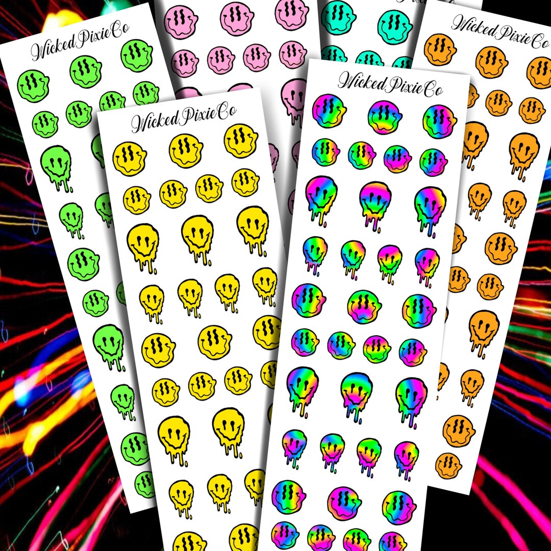 Drip Happy Face Smile Nail Decals for Acrylic and Press on Nail Art ...