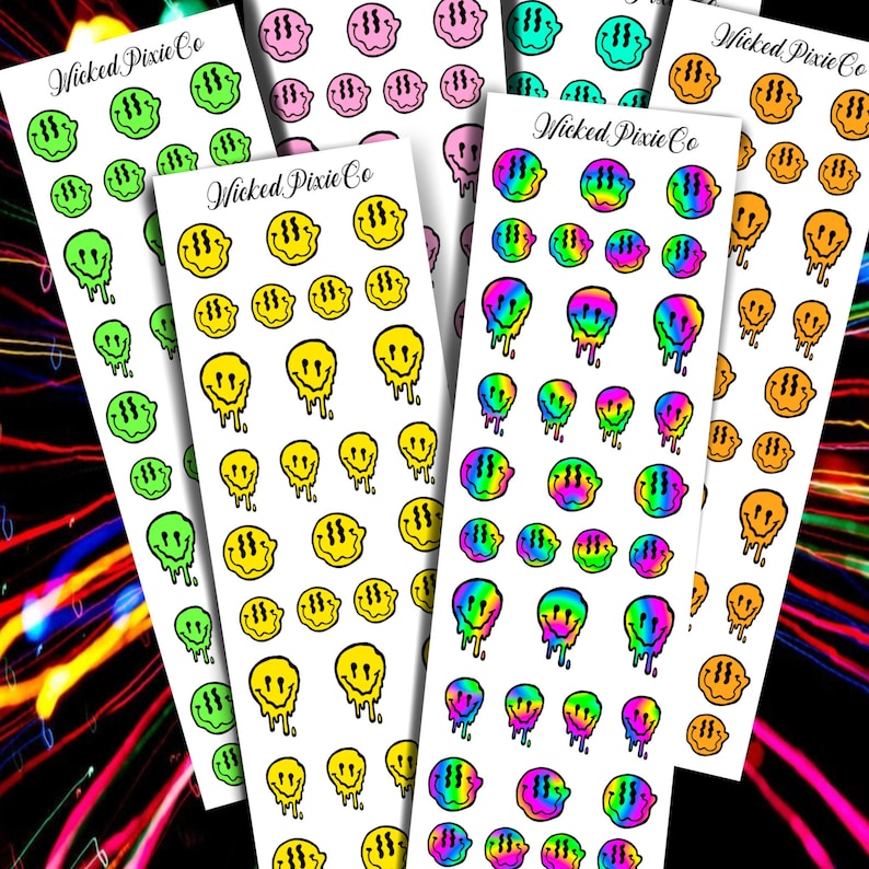 Drip Happy Face Smile Nail Decals for Acrylic and Press on - Etsy