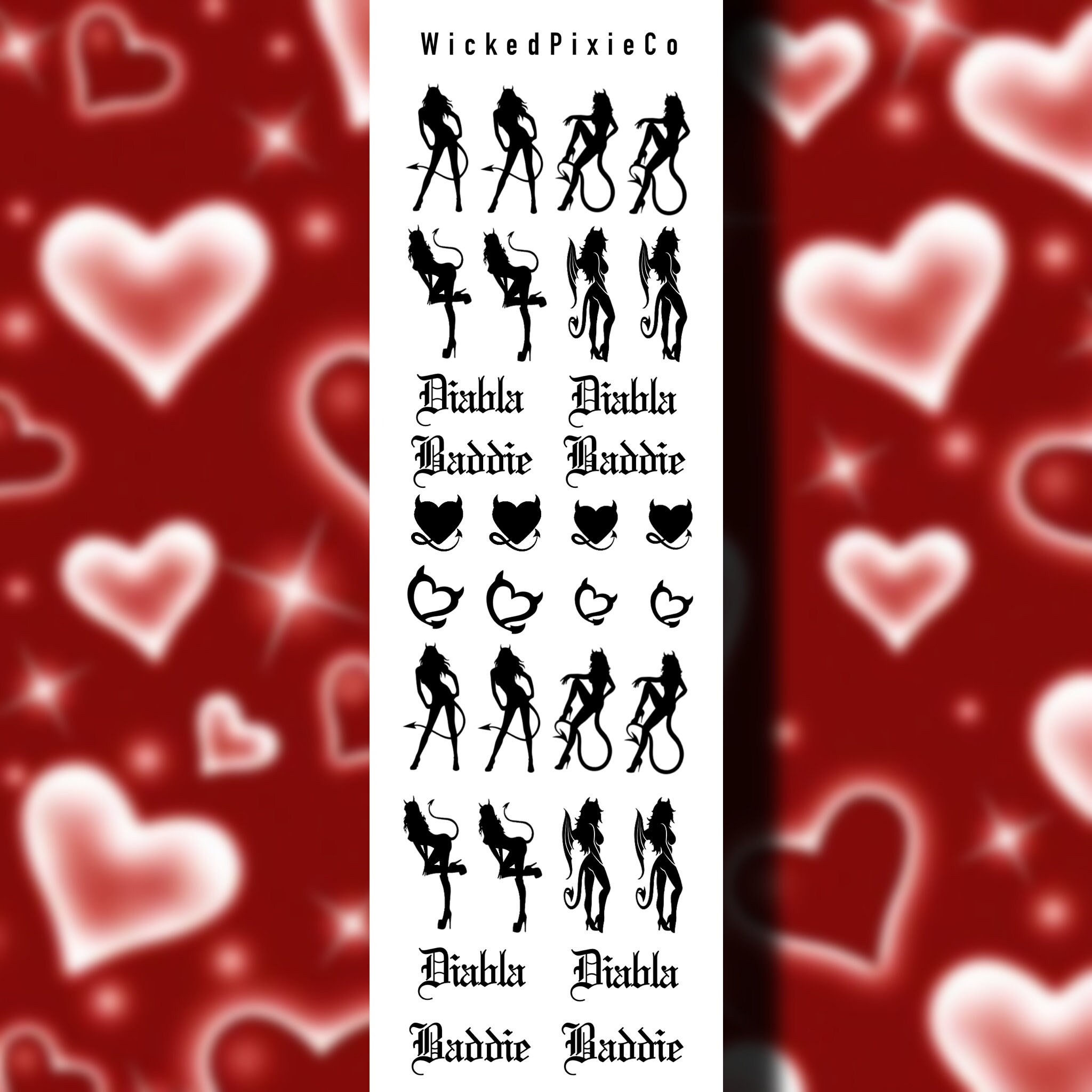 Baddie Sexy Female Body Nail Decals Diabla Bad Girl - Etsy