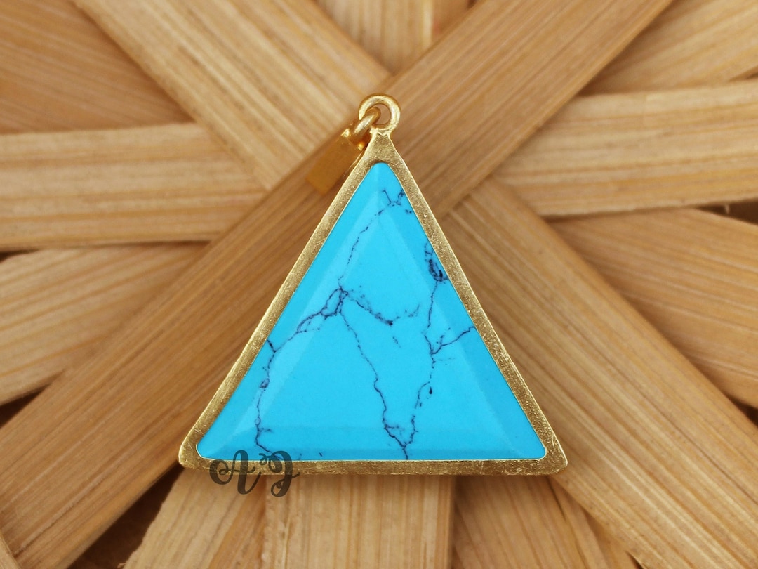 Stabilized Blue Matrix Turquoise Pyramid Trillion Solitaire Pendant ...