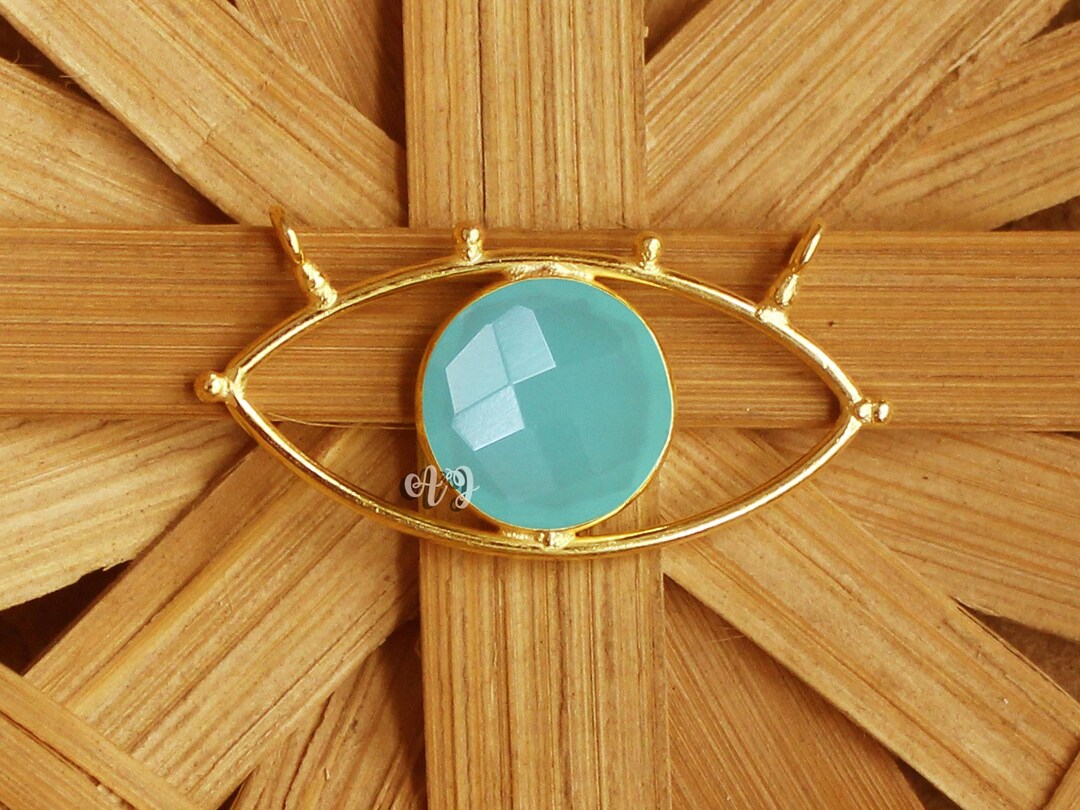 Aqua Hydro Quartz Round Checker Cut Gemstone Marquise Evil Eye Fine ...