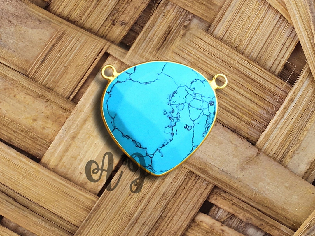 Stabilized Blue Matrix Turquoise Heart Briolette 925 Sterling Silver ...