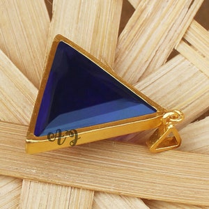 Blue Quartz Pyramid Trillion Solitaire Pendant. Blue Gemstone Pendant ...