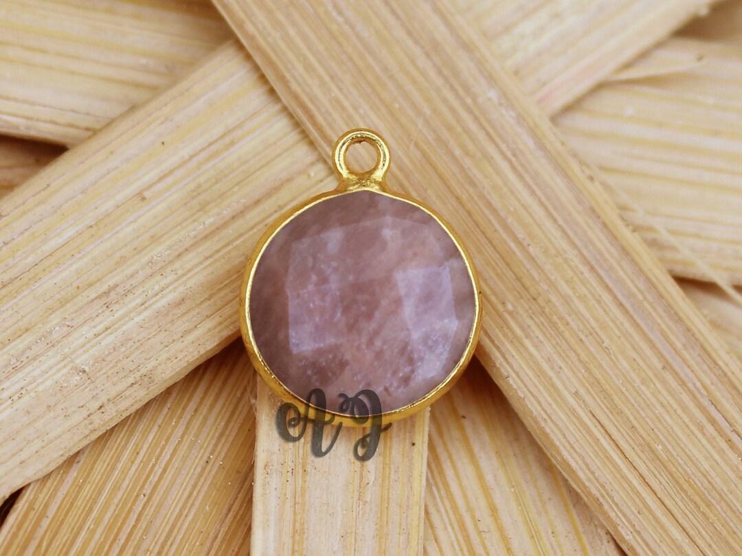 Natural Peach Amazonite Round Briolette 925 Sterling Silver Gold Plated ...