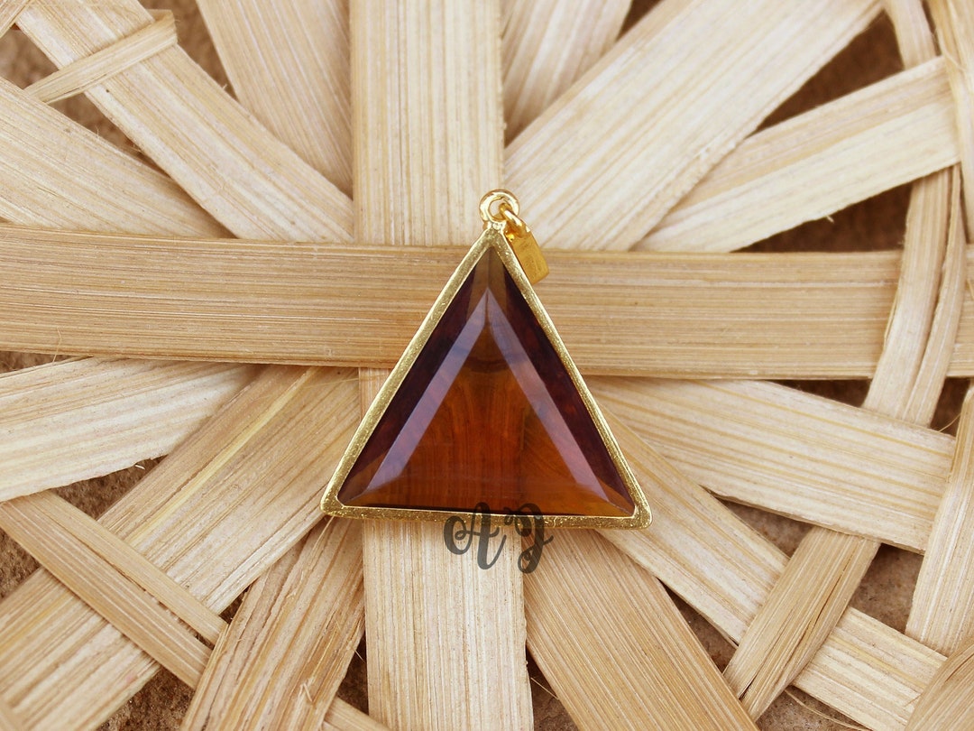 Honey Citrine Hydro Quartz Triangle Pendant. Big Size Gemstone Pendant ...