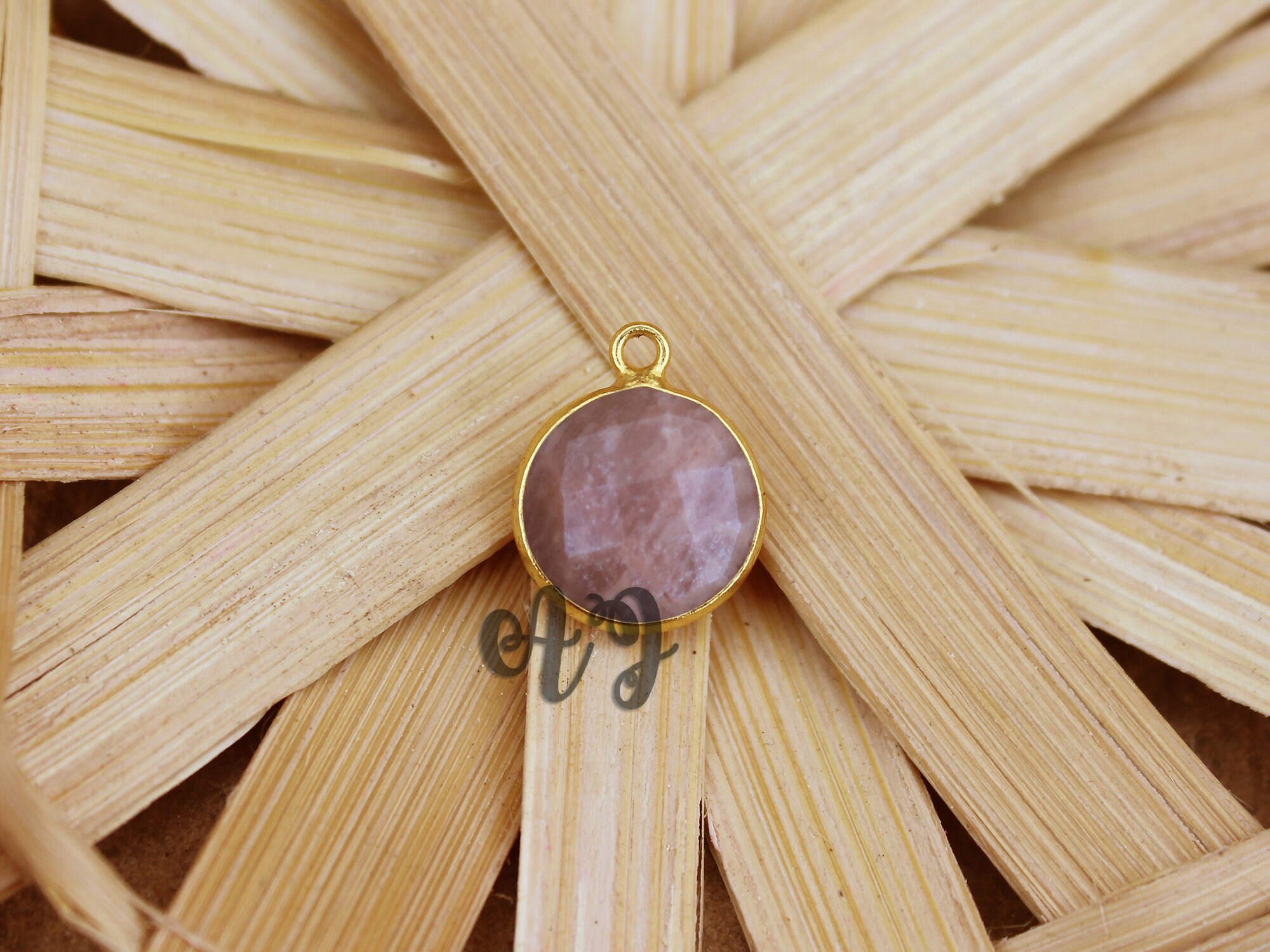 Natural Peach Amazonite Round Briolette 925 Sterling Silver Gold Plated ...