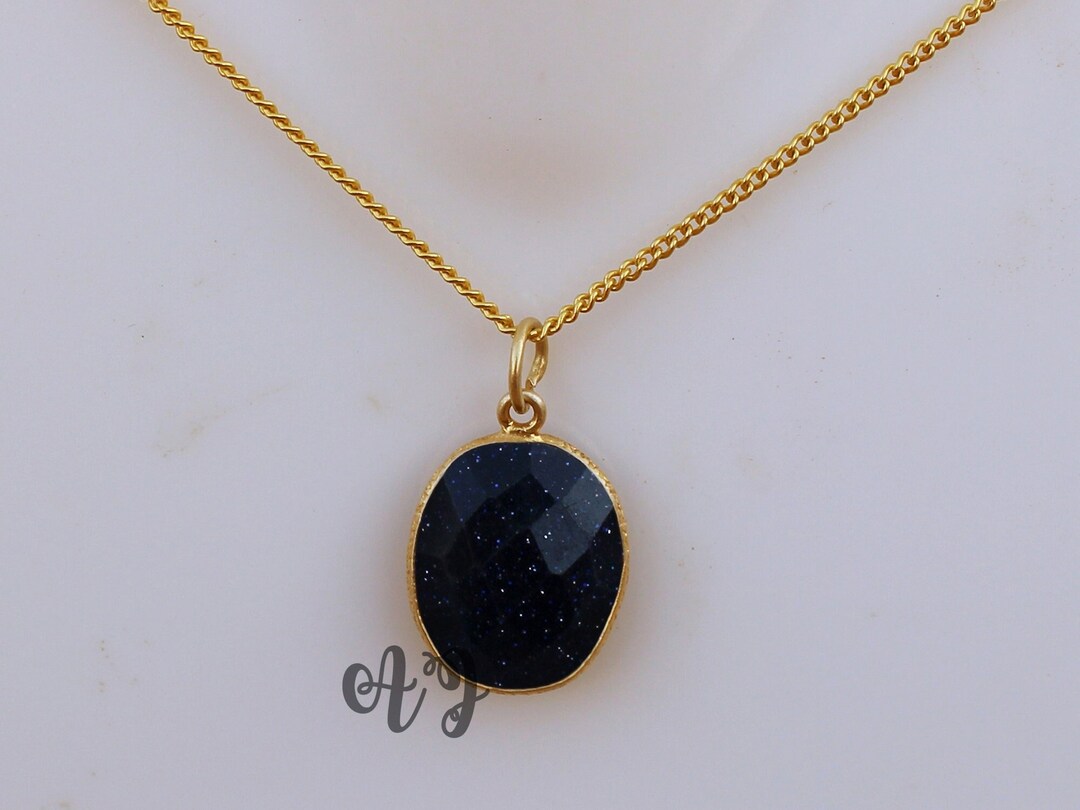 Natural Blue Sandstone 16x20mm Oval Briolette 925 Sterling Silver Gold ...