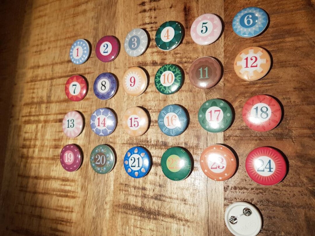Advent Calendar Numbers Buttons - Etsy