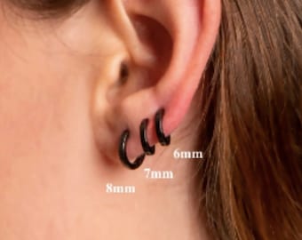 Black Hoop Earrings - Etsy