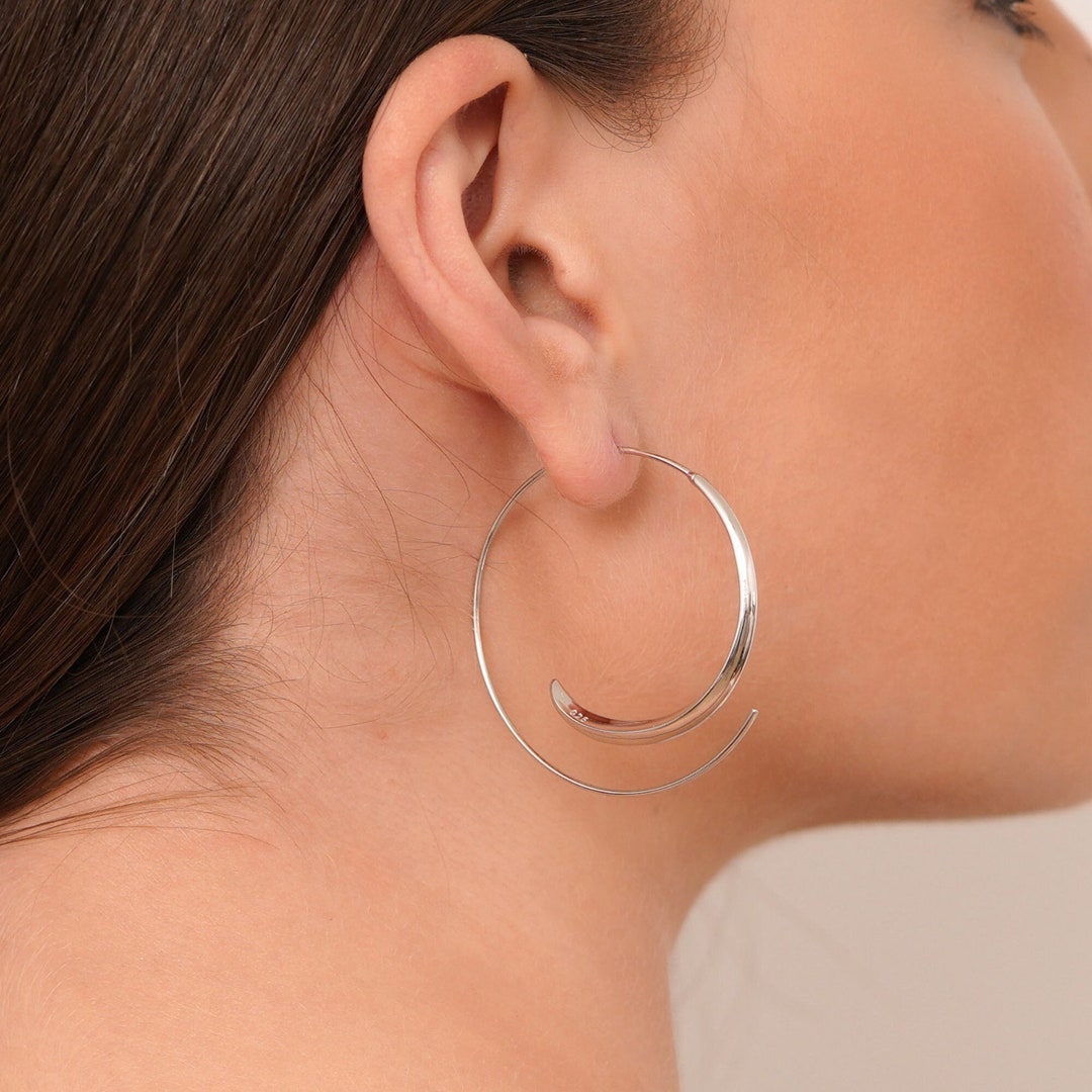 Sterling Silver Spiral Hoop Earrings: Minimalist Boho Jewelry - Etsy