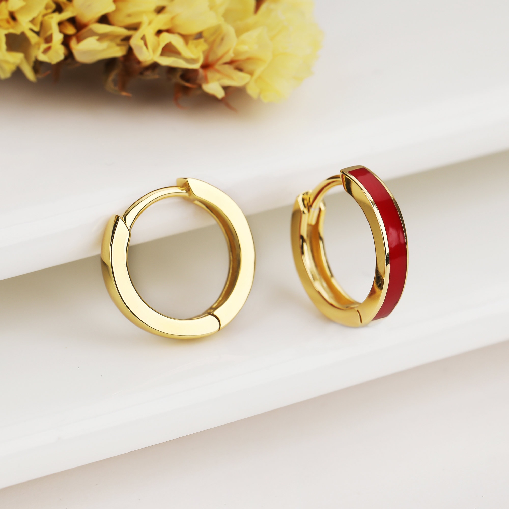 Colorful Hoop Earrings Everyday Gold Conch Cartilage Hoops - Etsy