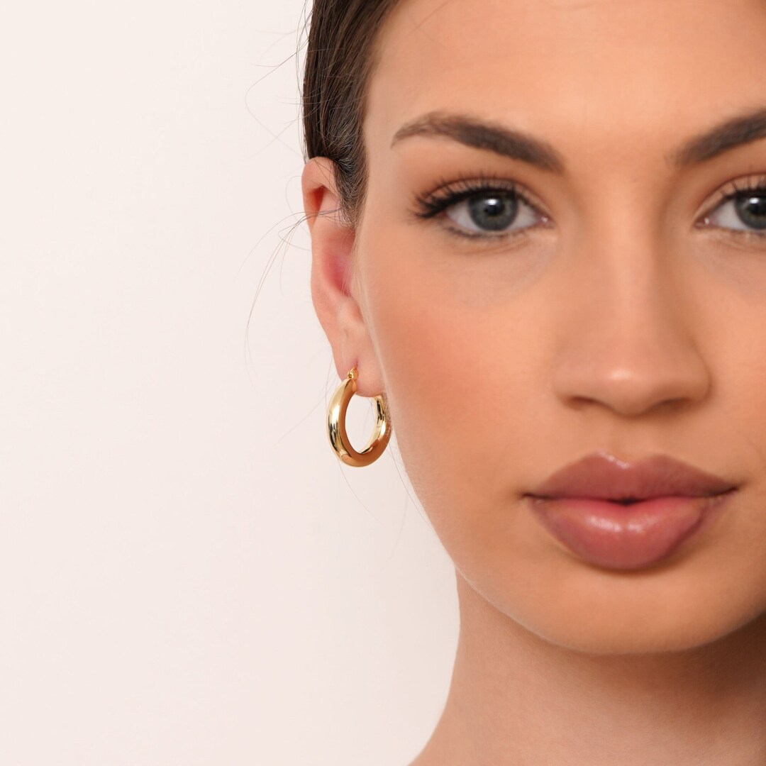 Silver Chunky Hoop Earrings, Gold Chunky Hoop Earrings, Minimalist Bold ...