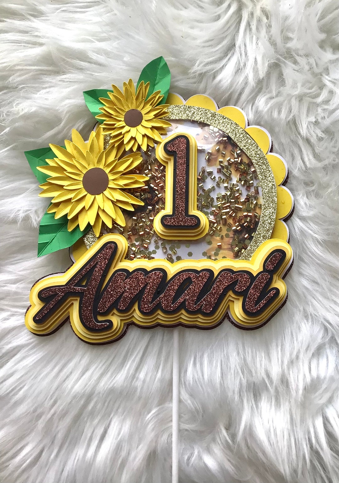 Sunflower Cake Topper Personalized Sunflower Topper Leopard - Etsy