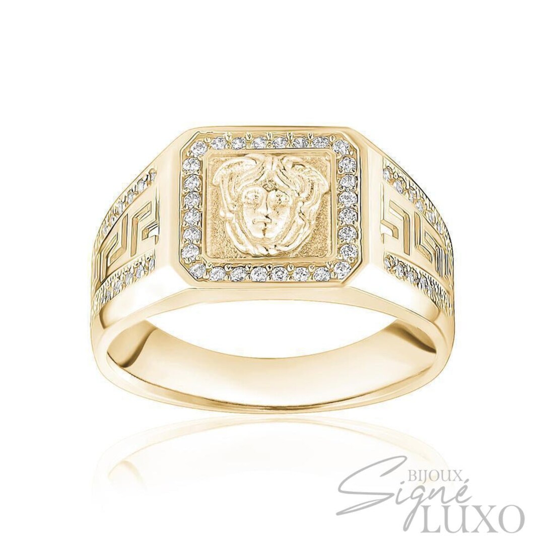 Make a Statement With the 10k Fine Gold Pleasant Greek Medusa Square ...
