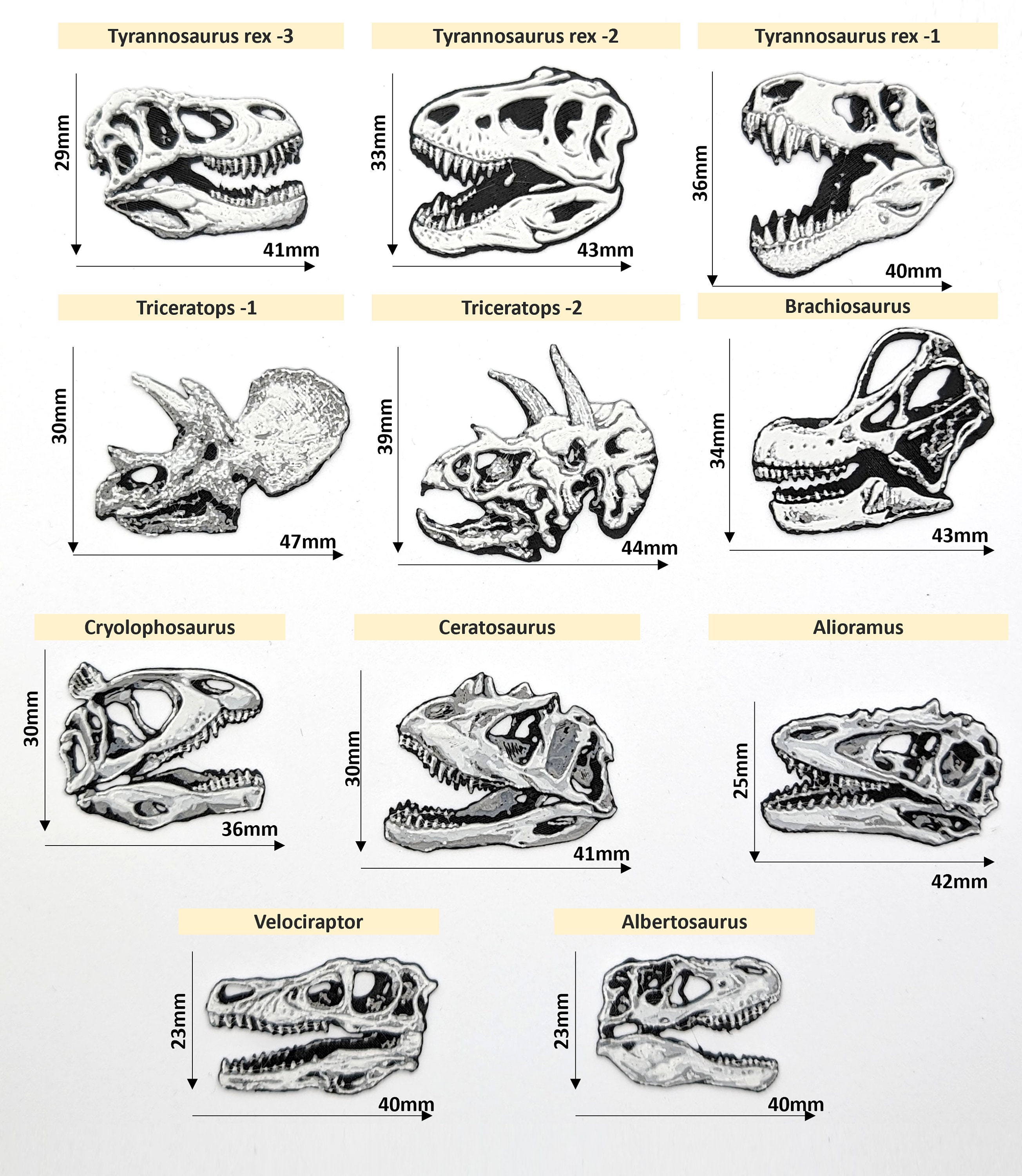 Anatomically Correct Dinosaur Pins 3D Printed Triceratops ...