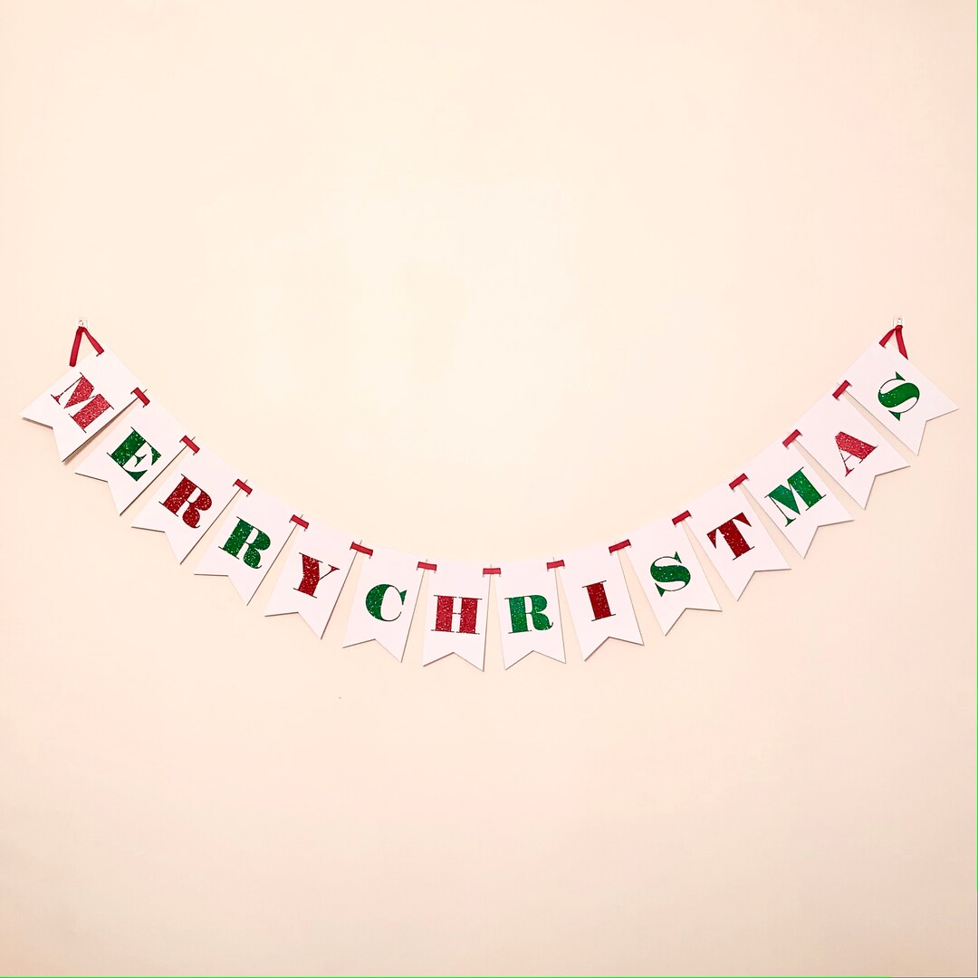 Merry Christmas Banner (glitter) - Etsy