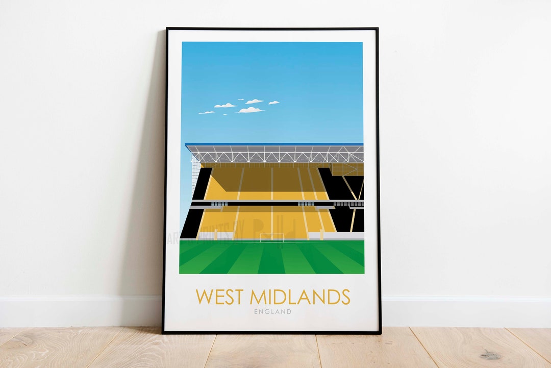 West Midlands Stadium Print, Handmade Stadium Poster, English Football ...
