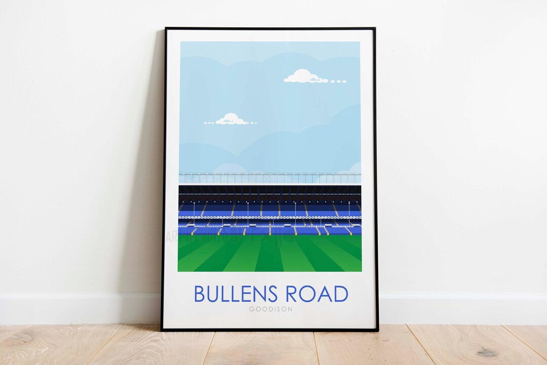 Bullens Road Stand, Goodison, Handmade Stadium Print, Football Stadium ...