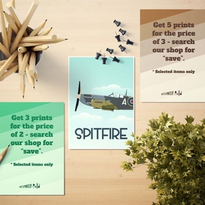 Spitfire, Spitfire Print, Spitfire Poster, Aviation Poster, Warplane Poster, WW2 Poster, WWII ...