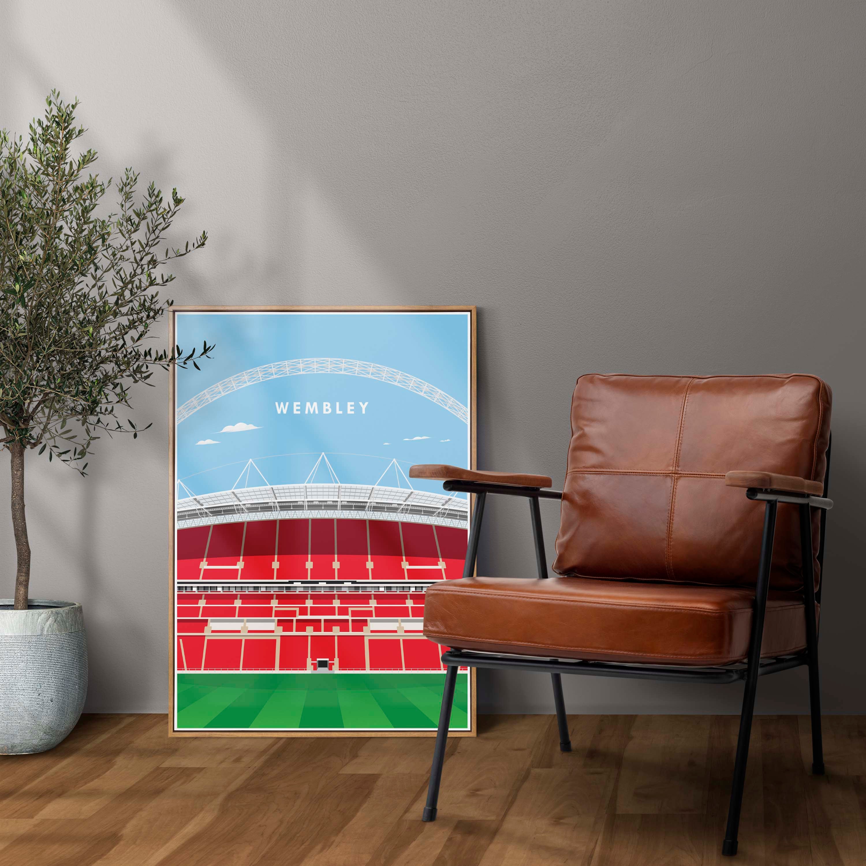 Wembley Stadium Print, Handmade Stadium Poster, London Football Stadium ...