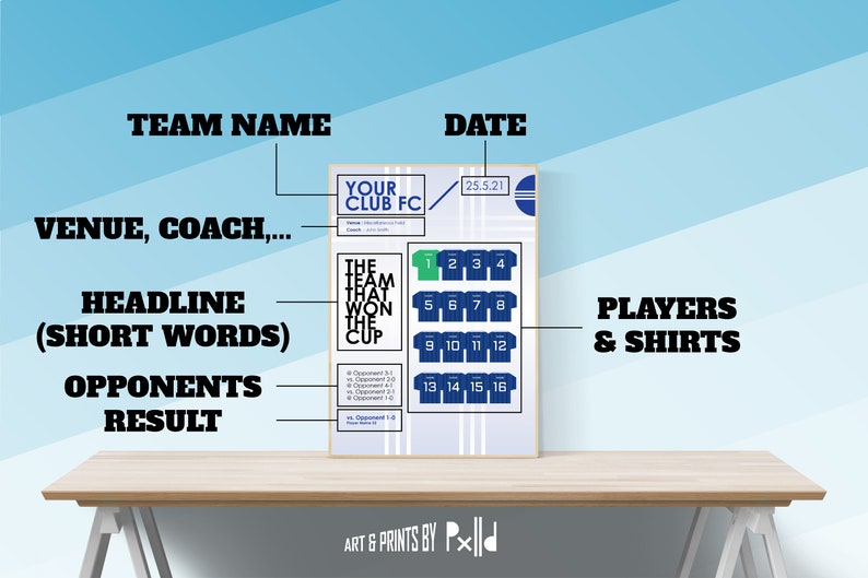 Bespoke Lineup Print, Custom Team Lineup Poster, Fantasy Starting ...