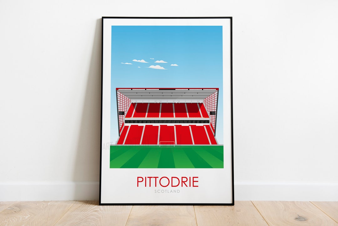 Pitodrie Stadium, Pittodrie Stadium Print, Handmade Football Stadium ...